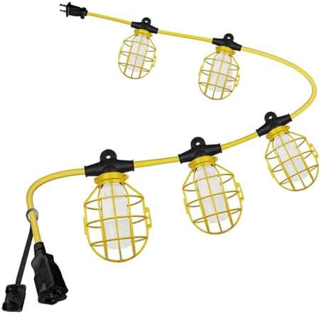EP 50FT Construction String Lights, 5 Bulbs 150w String Work Lights ...