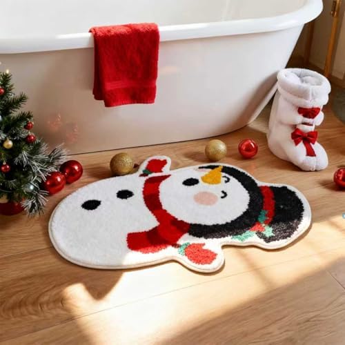 Amazon.com: Zrmqh Christmas Bathroom Rugs Cute Snowman Bath Mats for ...