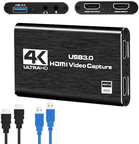 RREAKA 4K HDMI Video Capture Card, USB3.0 1080P 60FPS Recorder Audio ...