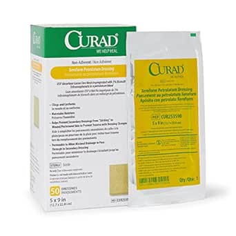 Medline CUR253590 Curad Sterile Latex Free Xeroform Petrolatum Gauze ...