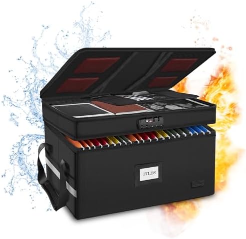 Amazon.com : ETRONIK Large Fireproof Document Box with Lock, 2 Layer ...