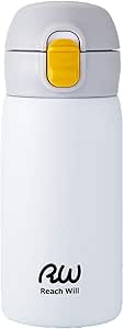 Amazon｜Reach Will 魔法瓶 リーチウィル 水筒・マグボトル (約) W67×D77×H175mm 容量:350ml 保温・保冷 軽量設計 片手で簡単ワンタッチオープン 真空二重 ...