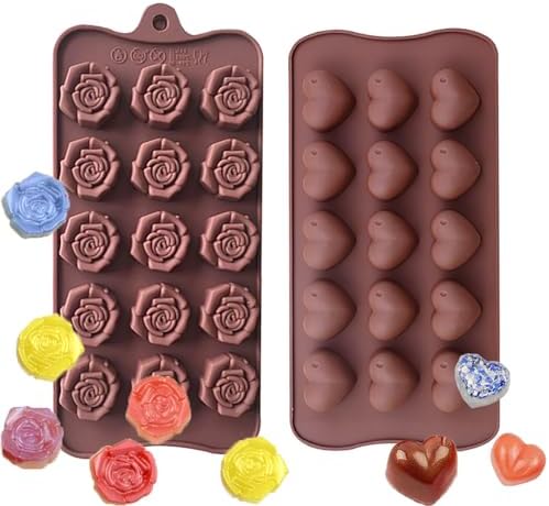 Amazon.com: Heart Rose Candy Chocolate Silicone Mold Mini Rose Shape ...