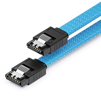 deleyCON 30cm Nylon Cable Set SATA 3 Data Cable Connection Cable 6Gbit ...