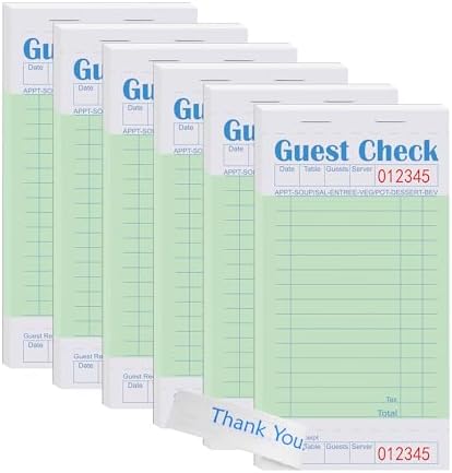Amazon.com: 6 Packs Guest Check Books for Servers,Green Guest Check ...