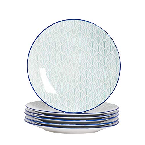Nicola Spring 6 Piece Geometric Patterned Dinner Plate Set - Large ...