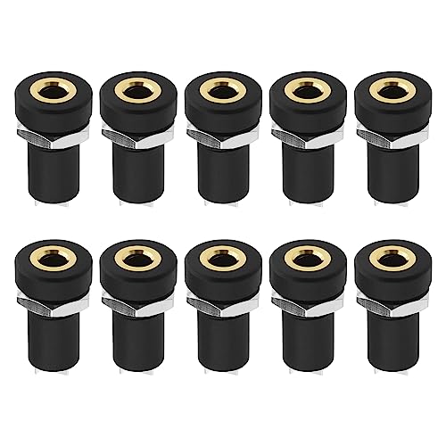 YINETTECH 10Pcs 3.5mm Female Mono Panel Mount Jack with Nuts 3.5mm Mono ...
