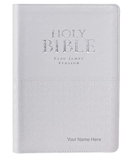 Amazon.com: Personalized KJV Bible, Lux Leather, White, Indexed, Custom ...