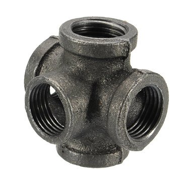 Generic 5 Way Pipe Fitting Malleable Iron Black Outlet Cross Female ...