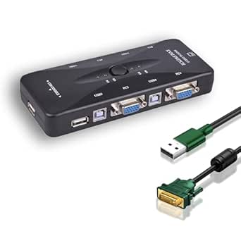 Amazon.com: VGE 4-Port VGA KVM Switch Box - 4 in 1 Out USB 2.0 Computer Monitor Switch for 2/3/4 ...