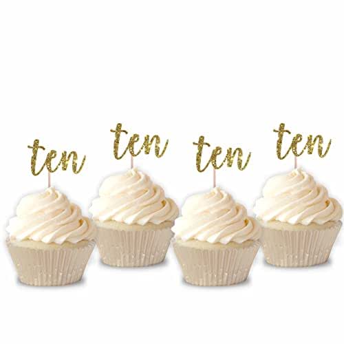 Amazon.com: Glitter Number"Ten" Cupcake Toppers | Set of 12 Glitter 10 ...