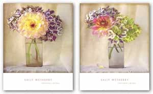Amazon.com: Dahlia with Hydrangeas Set by Sally Wetherby 16"x16" Art ...