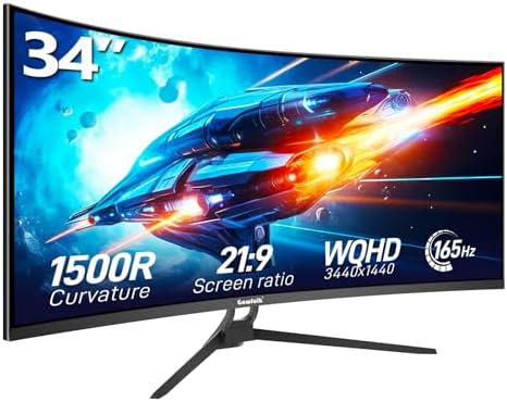 Gawfolk 34 Pollici Curvo Monitor Gaming 165hz Schermo WQHD (3440x1440 ...