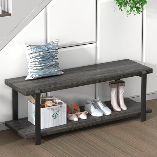 Amazon.com: EXCEFUR Entryway Bench, Modern Wood and Metal Storage Bench ...