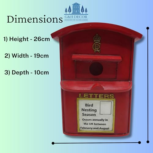 G&H Decor 26cm Postbox Birdhouse – Hand Painted Dovecote Bird House ...