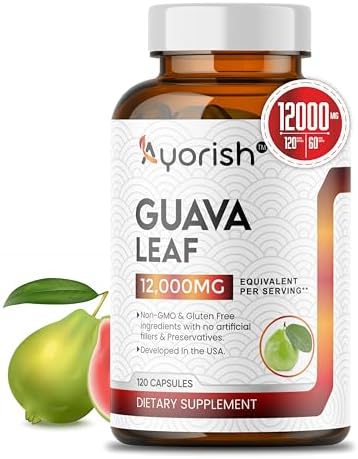 Amazon.com: Ayorish Guava Leaf 12:1 Extract with Black Pepper 12000mg ...