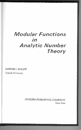 Amazon | Modular Functions in Analytic Number Theory | Knopp, Marvin ...