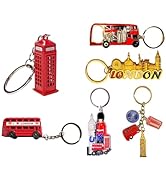 6 London Keyrings, 3D Bus Telehone Box Keychain, London Souvenir key ...