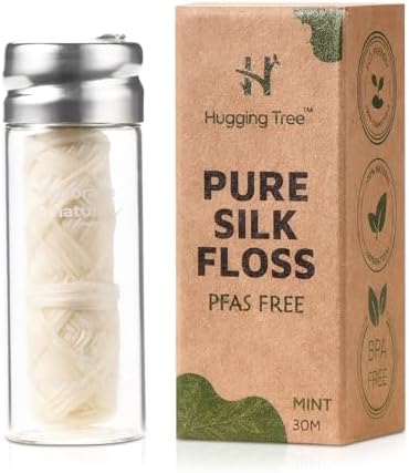 Amazon.com : Natural Silk Dental Floss with Refillable Glass Container ...