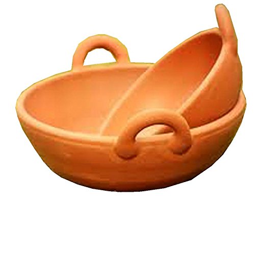 Pushpa Industries Clay(Earthen Handmade) Kathai with Handle Brown Color ...