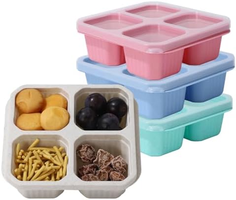 Amazon.com: ozazuco 4 Pack Snack Containers, Divided Bento Snack Box, 4 ...