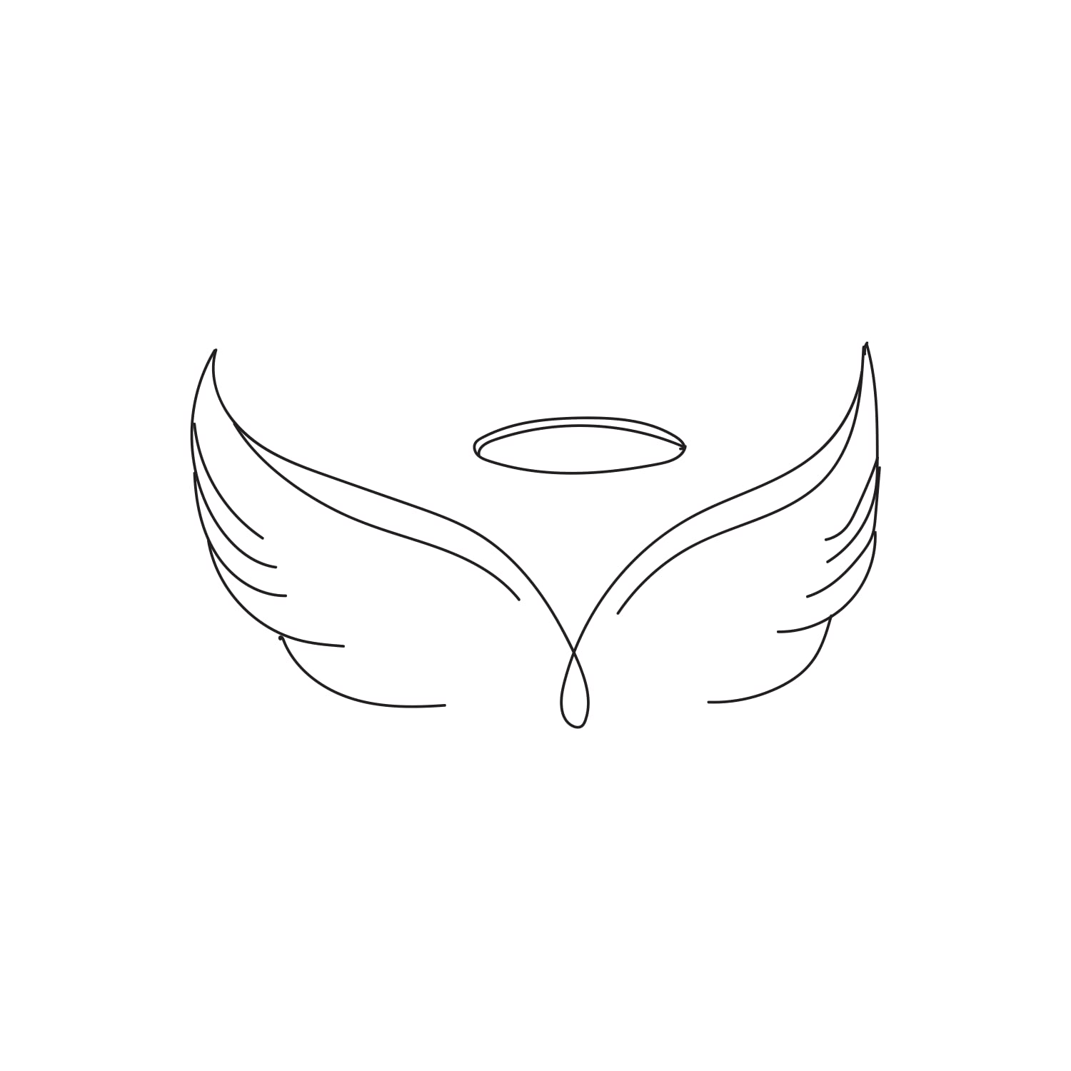 Simple Angel Outline Tattoo