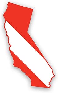 Amazon.com: California State Shaped Diver Down Flag Sticker Decal - Self Adhesive Vinyl ...