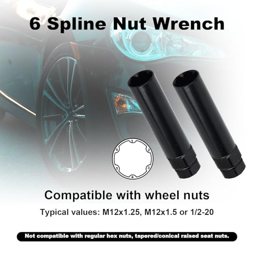 2pcs 6 Spline Lug Nut Socket Set, Steel Wheel Lock Lug Nut Key 6 Spline ...