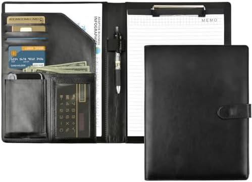 Leather Conference Folder A4 Clipboard Folder with A4 Notepad, Travel ...