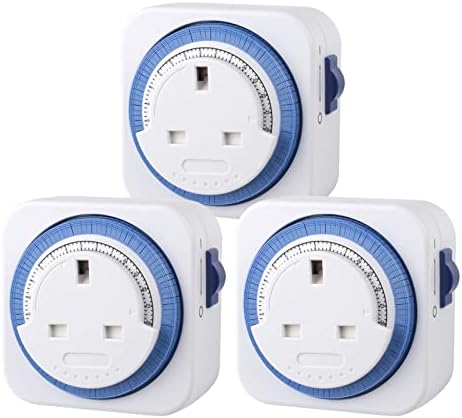 HBN 24 Hour Programmable Mechanical Timer Plug Switch, Energy Saving UK Plug-in Indoor Timer ...