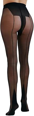 PENTI Black Nostalgia Back Seam Pantyhose | Women's 20 Denier Sheer Tights | Backseam Legwear ...