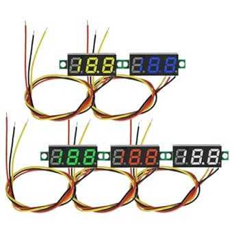 5PCS DC 0-100V 0.28 inch 5 Colors LED Mini DC Voltmeter Digital Display ...