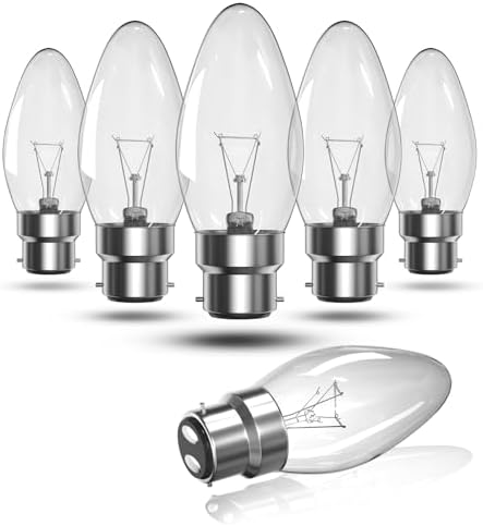 Lamptobe Bayonet Candle Light Bulb 62W Warm White 2700K, B22 Dimmable ...