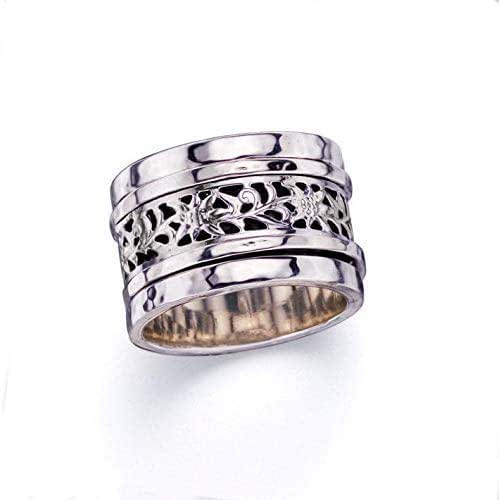 Amazon.com: Unique Vintage Design 925 Sterling Silver Spinner Ring ...