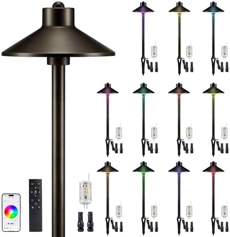 Gardenreet Brass Smart RGBCW Low Voltage Path Lights, 12v Bluetooth App ...