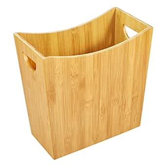 Amazon.com: GOBAM Bamboo Garbage Basket - Rectangular Trash Bin with ...