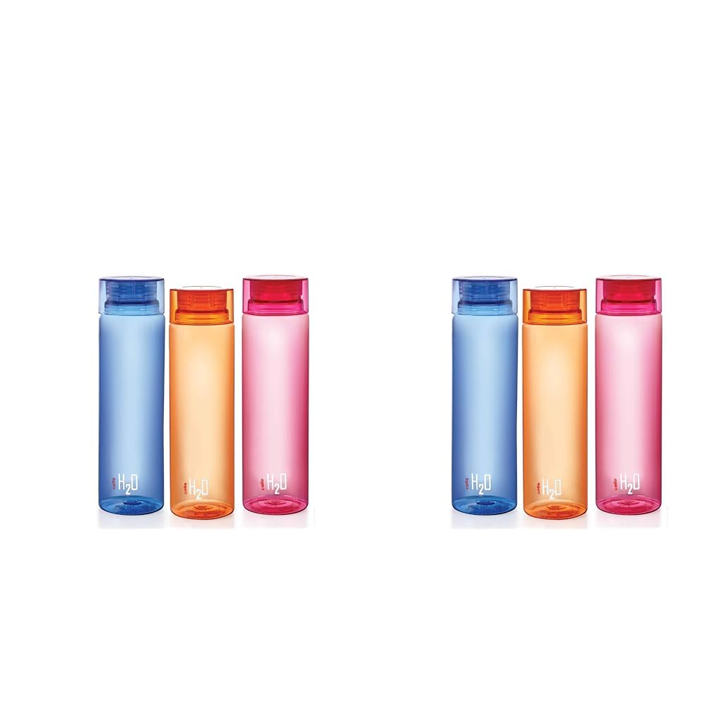 CELLO H2O Plastic Bottle, 1 L, Set of 3, Colour May Vary, Multicolour ...