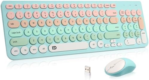 iK6632 Wireless Keyboard and Mouse Set, Retro Keyboard with Numeric ...