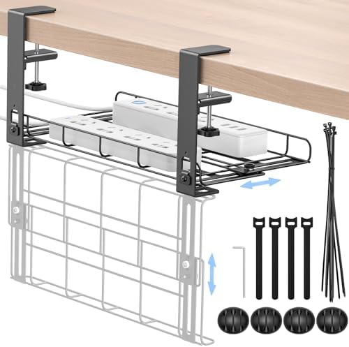 KDD Under Desk Cable Management Tray, Adjustable Widths Desk Cable ...
