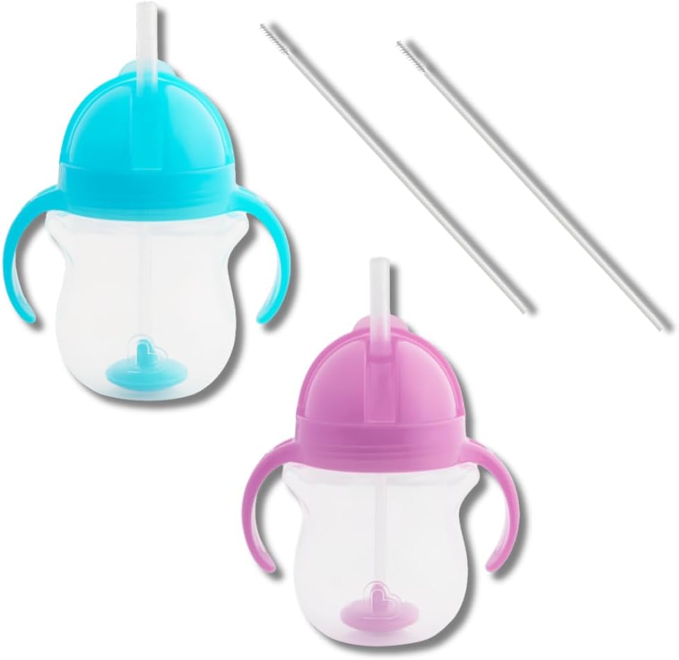 Amazon.com : Munchkin Weighted Straw Sippy Cups for Toddlers 7oz, Leak ...