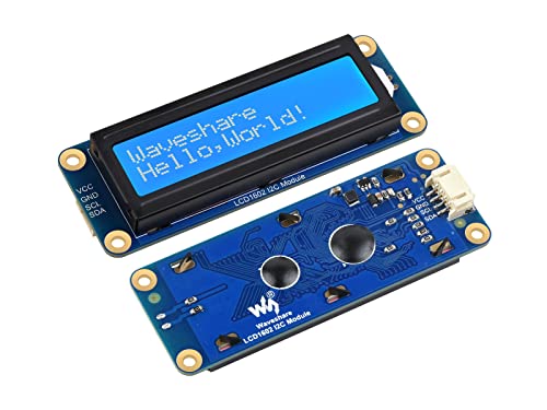 Waveshare 1602 LCD I2C Display Module, White Color with Blue Background ...