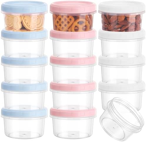 Meng Jiaran 15 Pack Small Food Containers with Lids 200ml Plastic ...