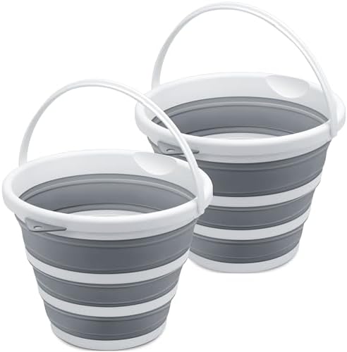 Amazon.com: 2 Pack Collapsible Plastic Bucket with 2.6 Gallon (10L ...