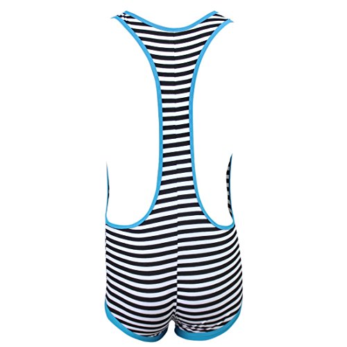 Agoky Men's Cotton Striped Wrestling Singlet Mankini Underwear Bodysuit ...