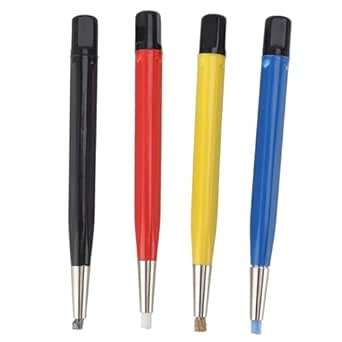 Pyhodi 4pcs Fiberglass Scratch Brush Pen Set, Adjustable Brass Bristle ...
