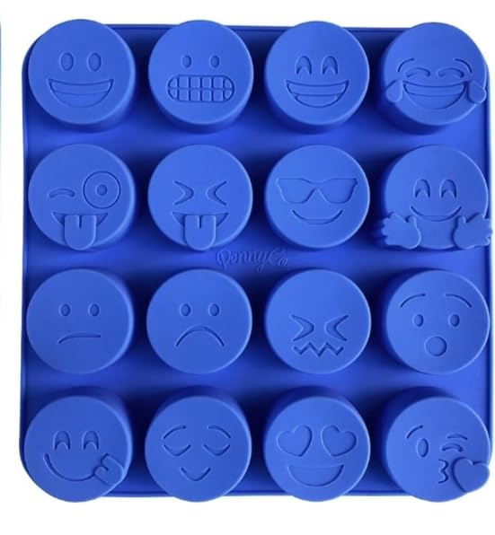 Skytail 16-Cavity Jumbo Sized Silicone Emoji Molds for Baking Chocolate ...