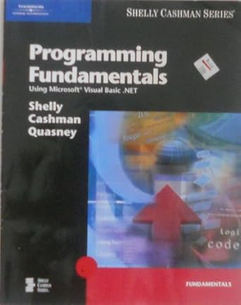 Programming Fundamentals Using Microsoft Visual Basic .NET: Shelly ...