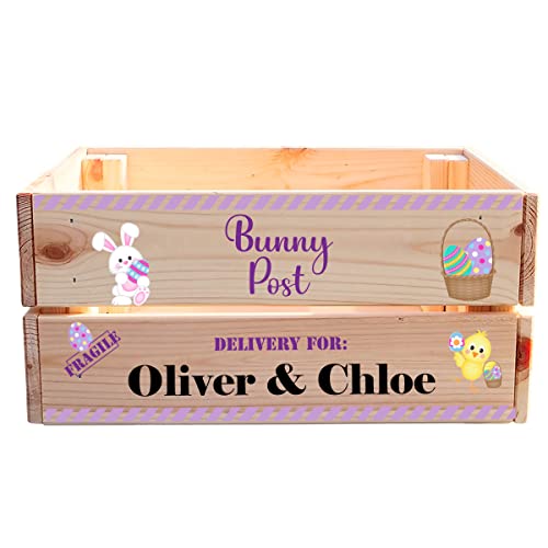 Easter Egg Crate Personalised Easter Wooden Crate Box Easter Gifts Easter Basket Hamper Easter ...