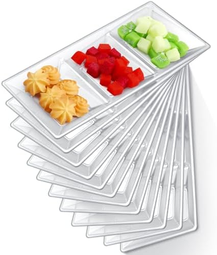 Amazon.com | 24 Pcs 8.7 x 2.8 Inch 3 Compartment Appetizer Serving Tray ...