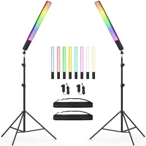 Obeamiu 2 Pack RGB Photography Light Wand Kit, Dimmable 2500-8500K LED ...
